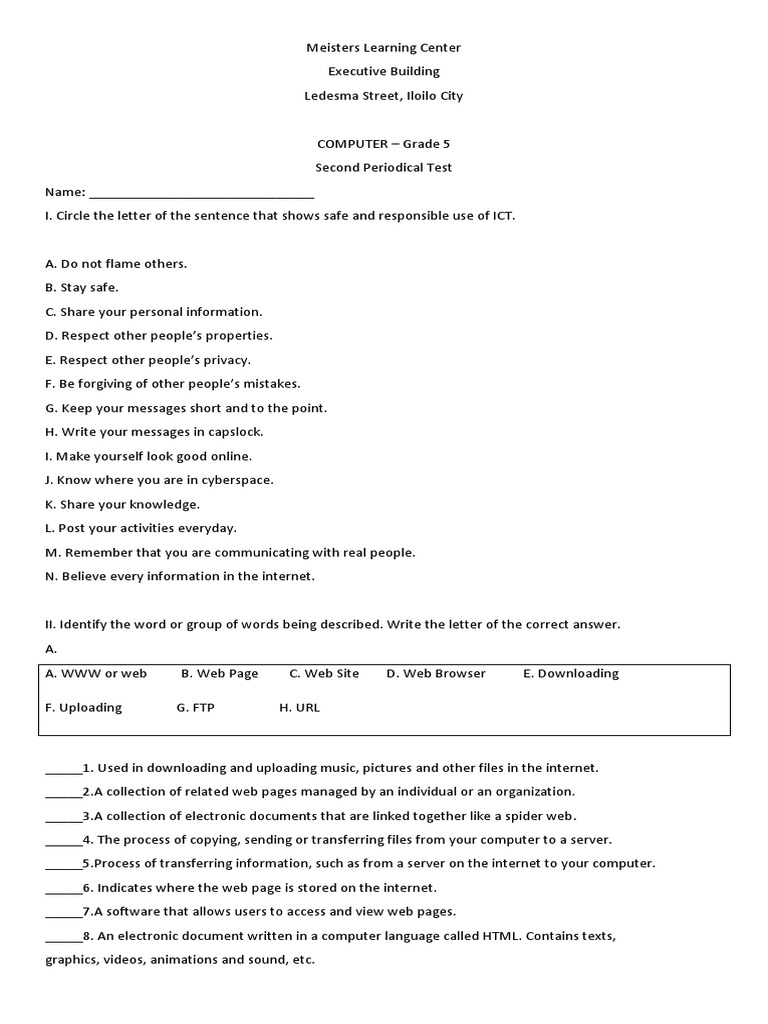 Grade 5 Computer | PDF | Web Search Engine | World Wide Web