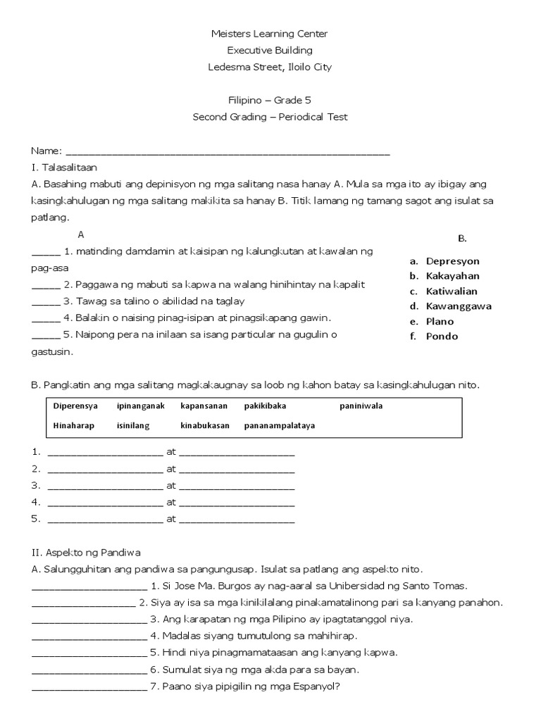 Grade 5 Filipino 2pt | PDF
