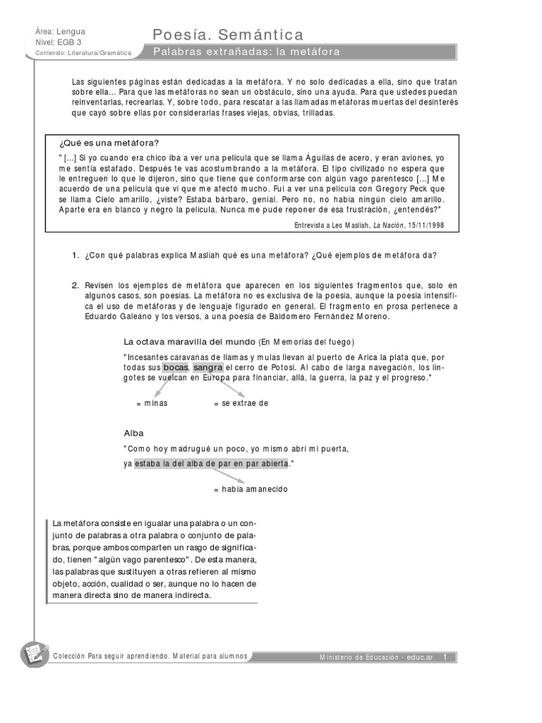 Metáforas: Comprensión y Ejemplos | PDF | Metáfora | Poesía