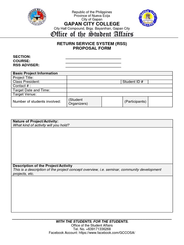 RSS Proposal Form | PDF | Business