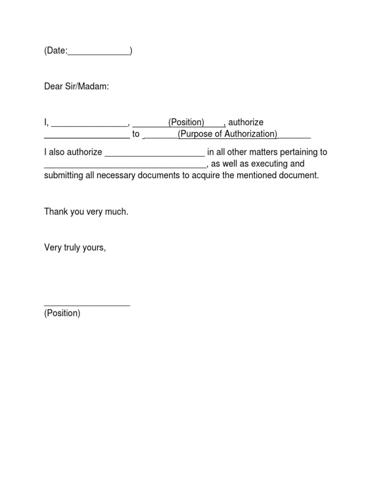 Authorization Letter | PDF
