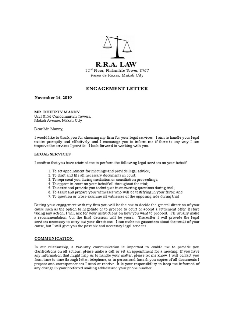 Engagement Letter | PDF | Attorney–Client Privilege | Confidentiality