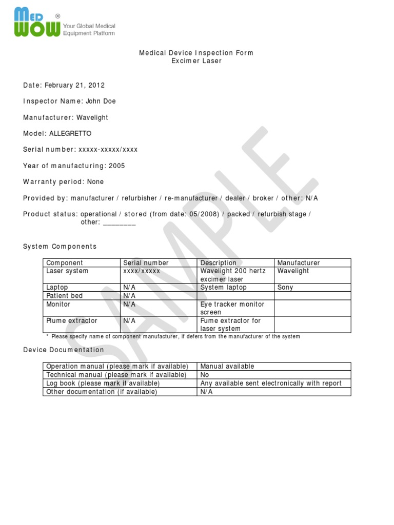 Medical Device Inspection Form | Download Free PDF | Electromagnetic ...