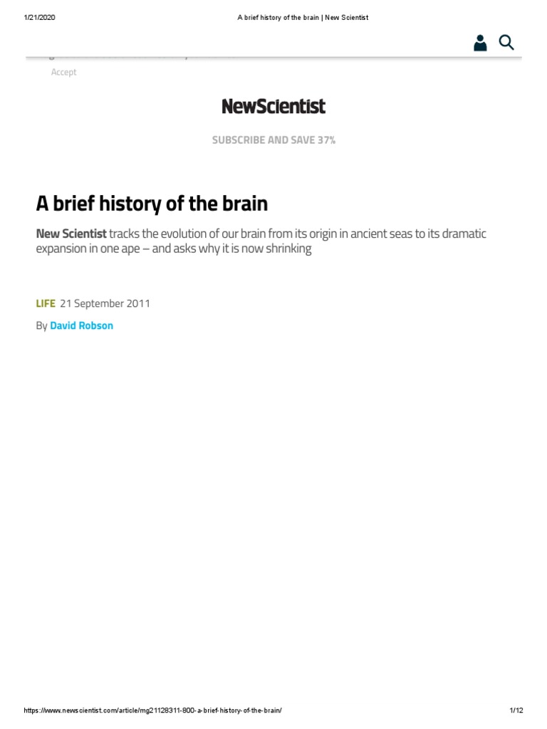 A Brief History of The Brain - New Scientist | PDF | Brain | Nervous System