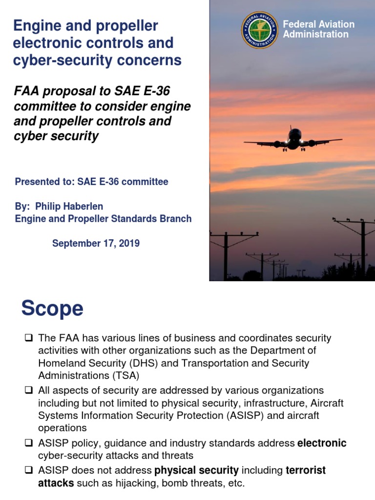 SAE E 36 Committee Proposal For Engine and Propeller Controls and Cyber ...