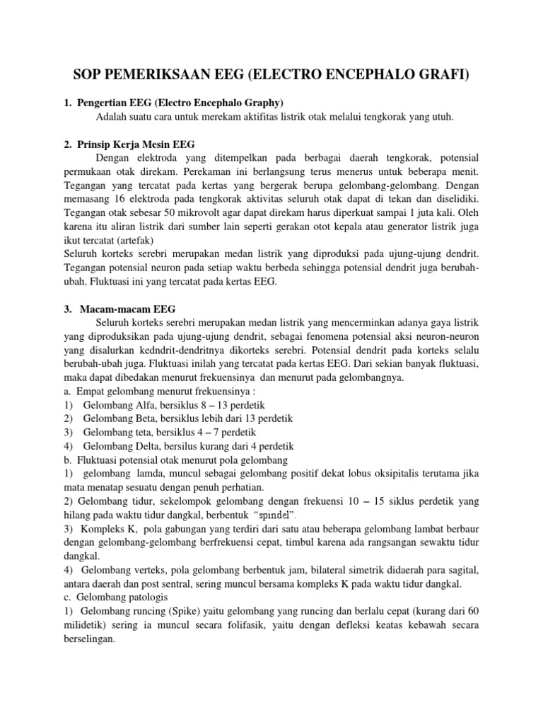 Sop Pemeriksaan Eeg | PDF