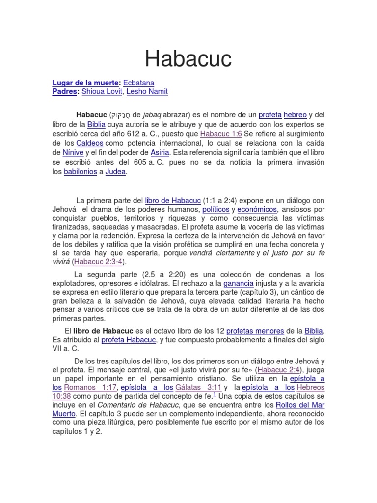 Resumen del Libro de Habacuc | PDF | Nevi'im | Contenido bíblico