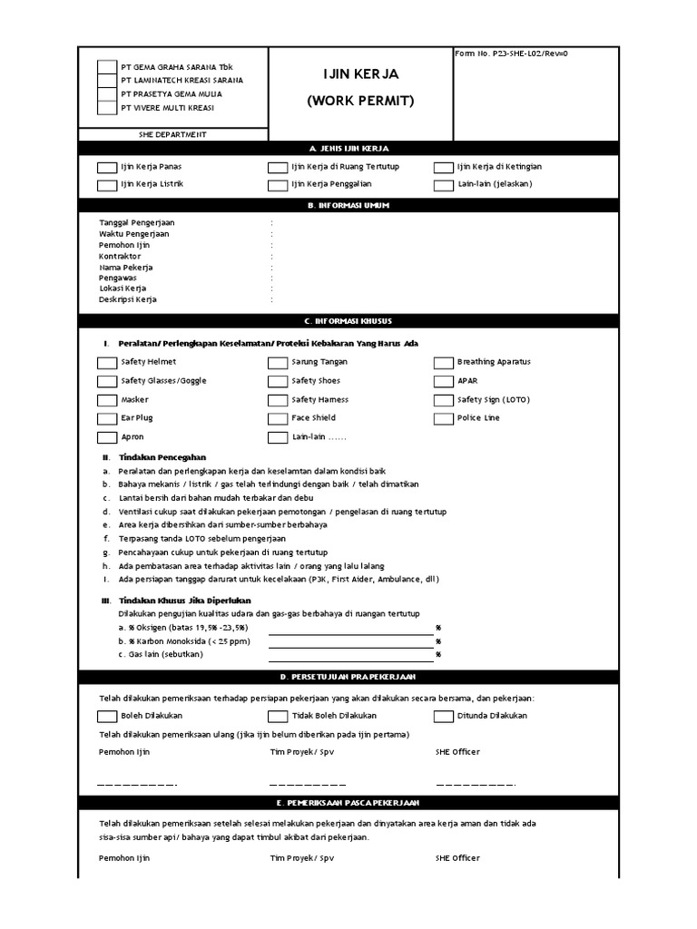 Work Permit Form | PDF