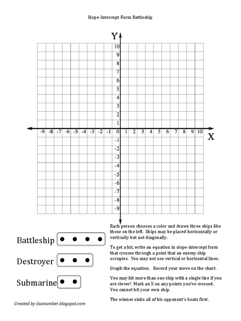 Slope-Intercept Form Battleship Game | PDF | Battleship | Warships