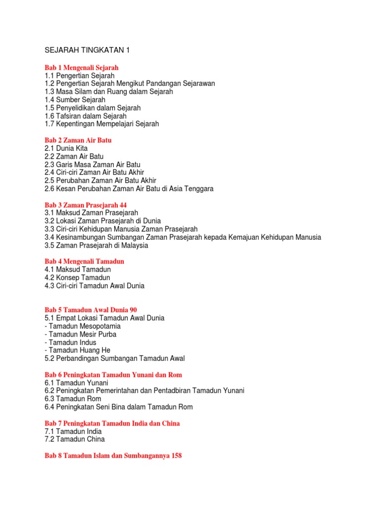 Sejarah Tingkatan 1 Tajuk | PDF