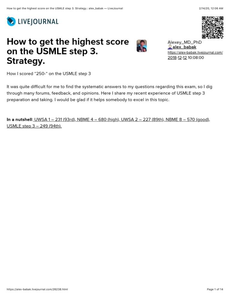 How To Get The Highest Score On The USMLE Step 3. Strategy.: Alex ...