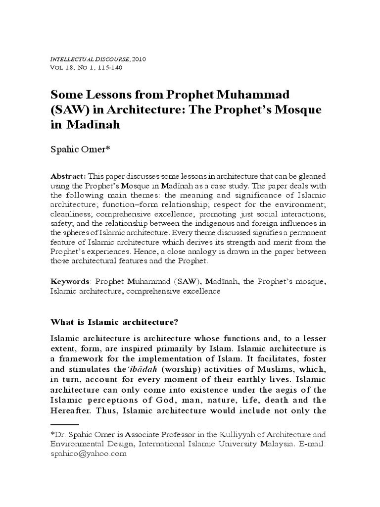 Some Lessons From Prophet Muhammad SAW in Architec | PDF | Mosque ...