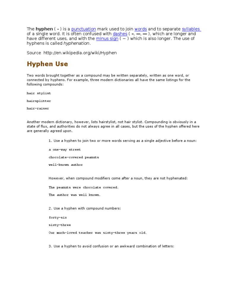 The Hyphen | PDF | Fraction (Mathematics) | Grammar