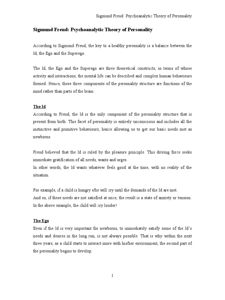 Freud's Structure of Personality Explained | PDF | Psychoanalytic ...