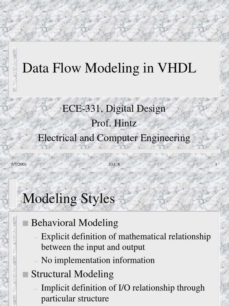 Data Flow Modeling in VHDL: ECE-331, Digital Design Prof. Hintz ...