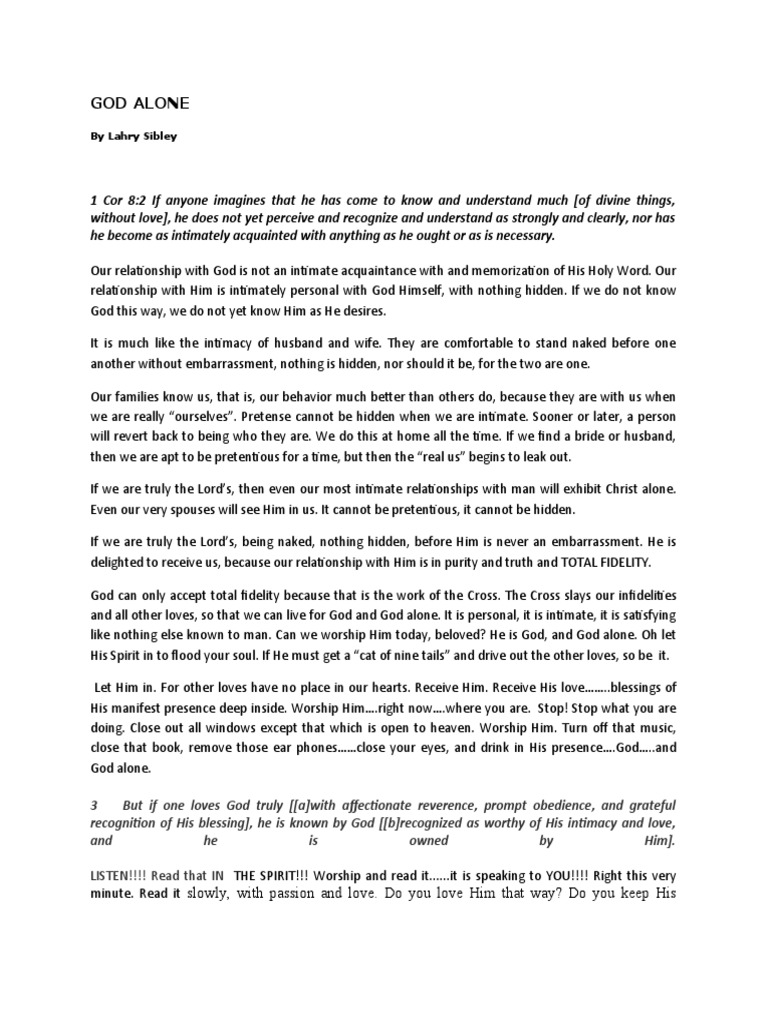 God Alone Pdf Love God