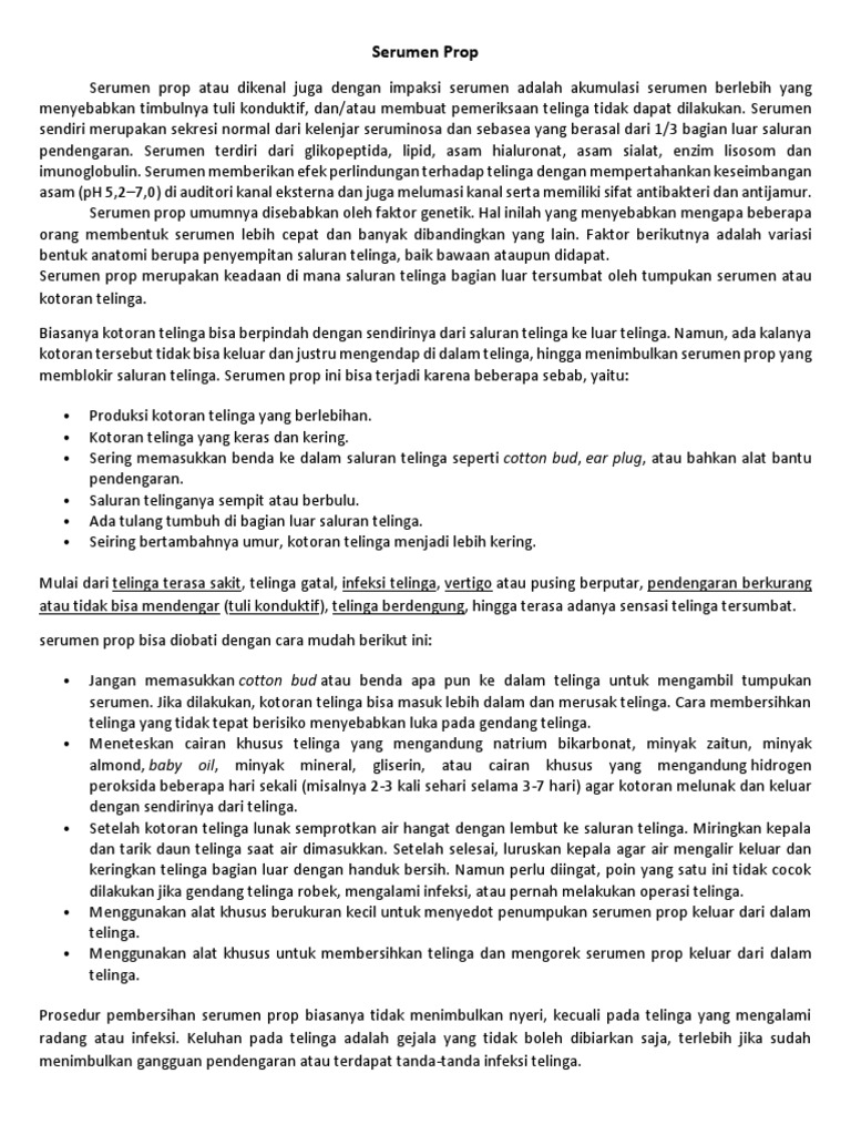 Serumen Prop | PDF | Kesehatan Holistik
