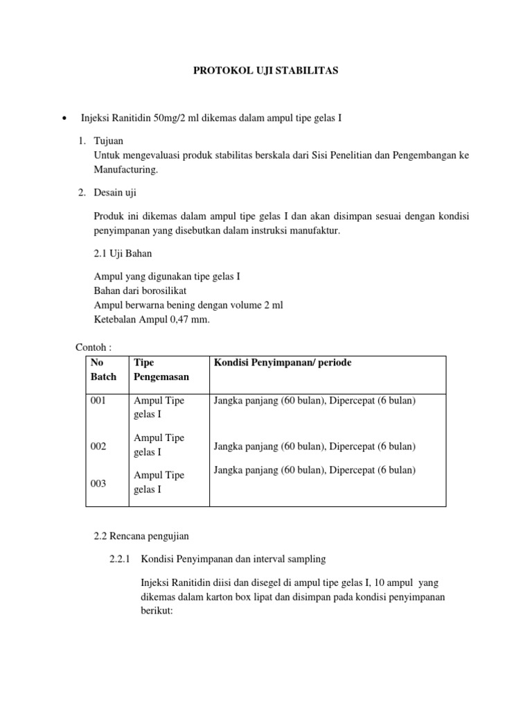Protokol Uji Stabilitas | PDF