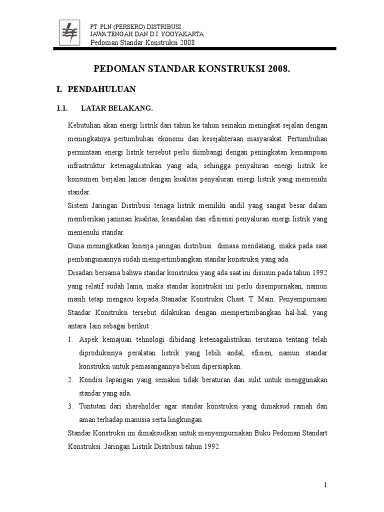 STANDAR KONSTRUKSI JARINGAN DISTRIBUSI | PDF