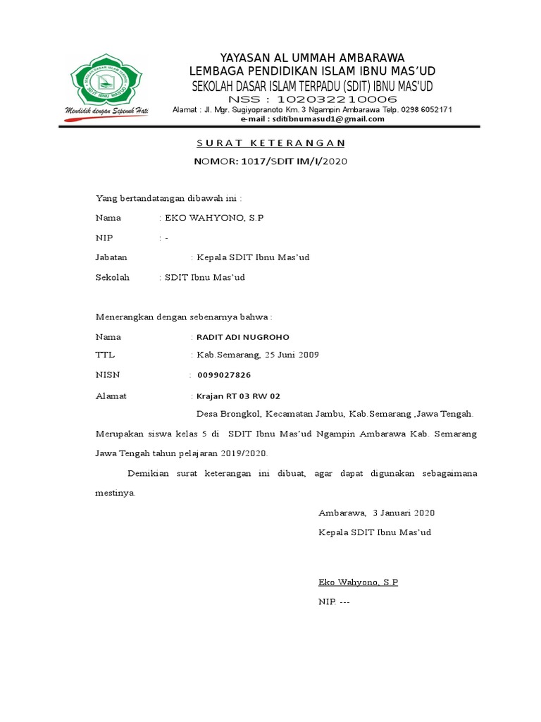 800 Surat Keterangan Radit | PDF