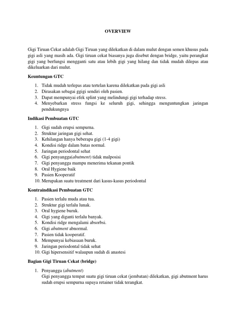 Gigi Tiruan Cekat dan Kista Radikuler | PDF