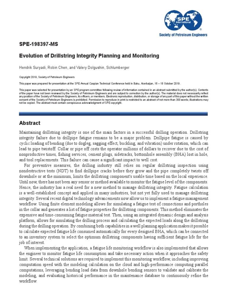 SPE-198397-MS DrillPlan Fatigue Implementation PDF | PDF | Fatigue (Material) | Fracture