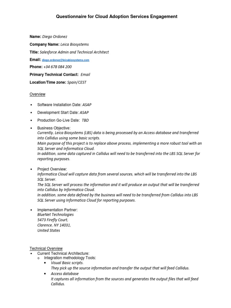 Cloud Adoption Services Questionnaire | PDF | Cloud Computing ...