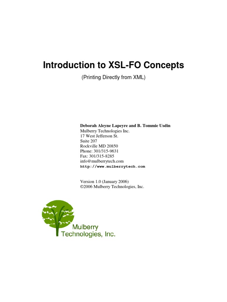 Introduction To XSL-FO Concepts: (Printing Directly From XML) | PDF