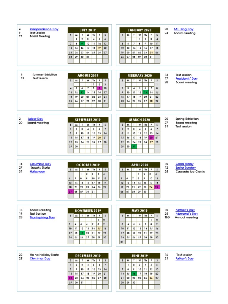 2019 Yearly Calendar Updated 012620 | PDF | Christian Festivals And ...