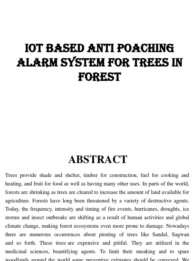 Iot Based Anti Poaching Alarm System For Trees - Review | PDF | Forests ...