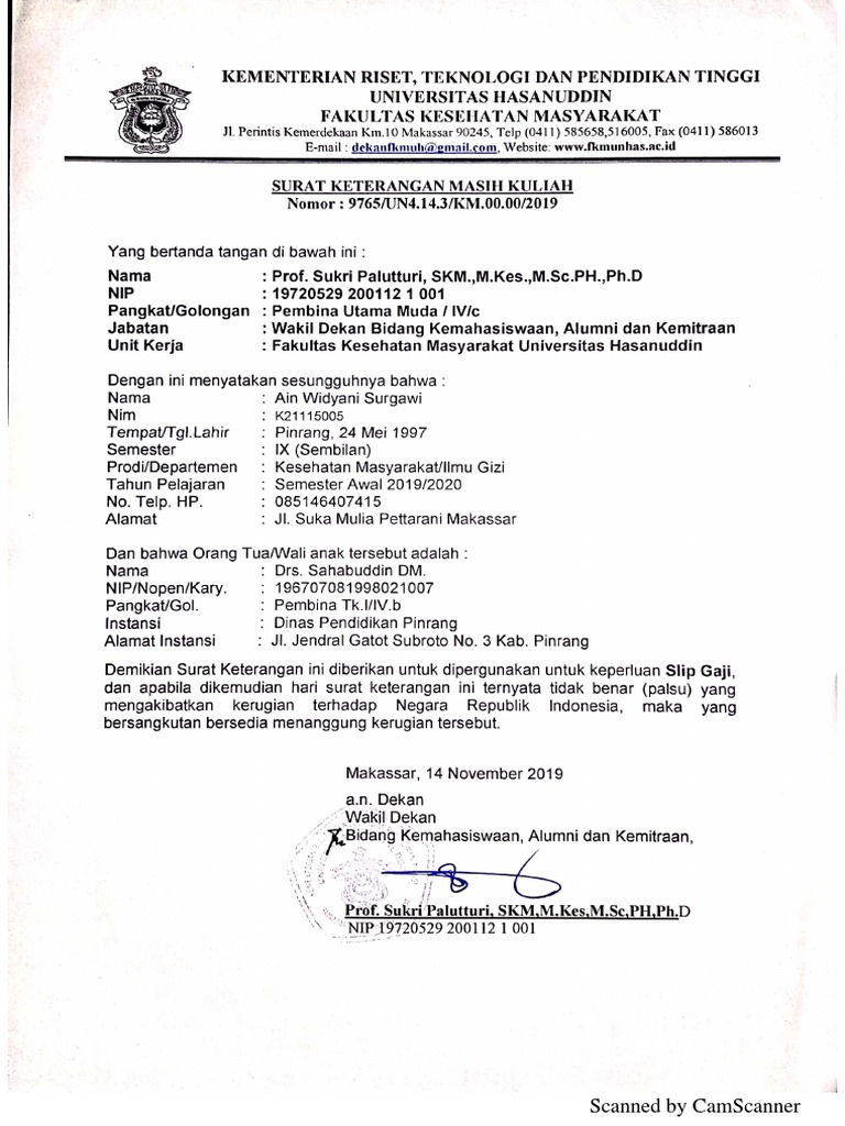 Surat Keterangan Kuliah Pdf Pdf