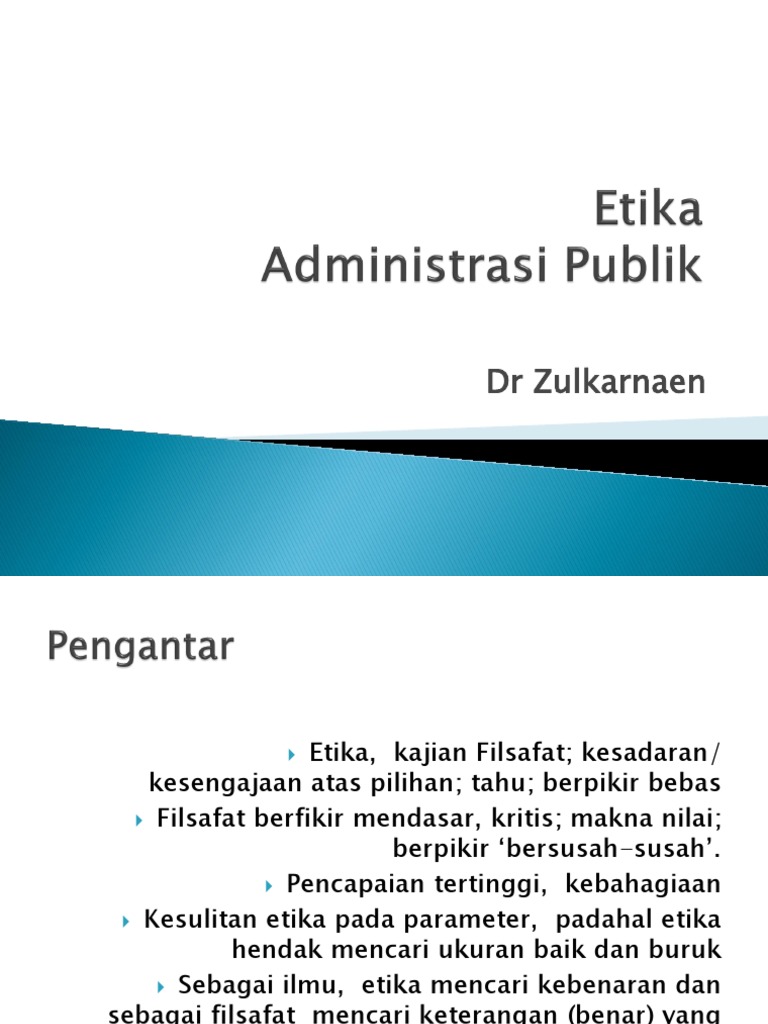 Etika Administrasi Publik | PDF