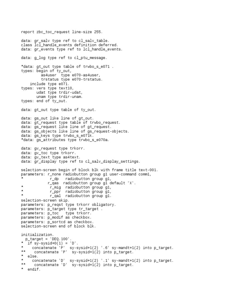 Report to Retrieve Request Data and Display in ALV Grid | PDF | Computer Programming | Software ...