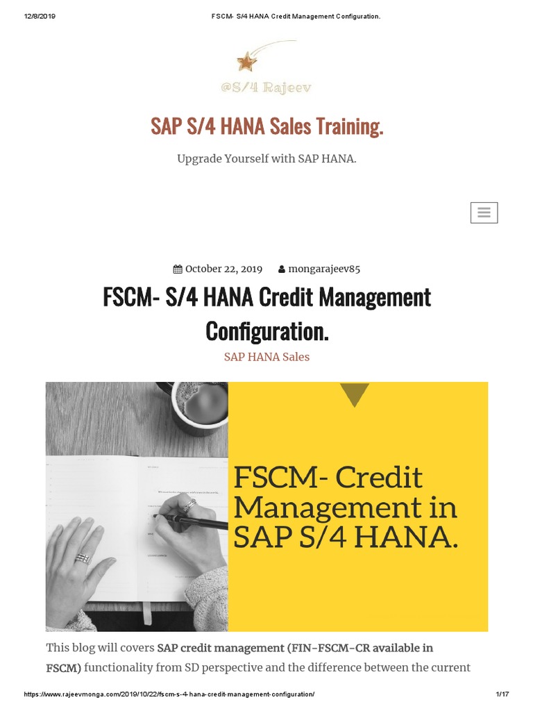 FSCM - S - 4 HANA Credit Management Configuration | PDF | Sap Se ...