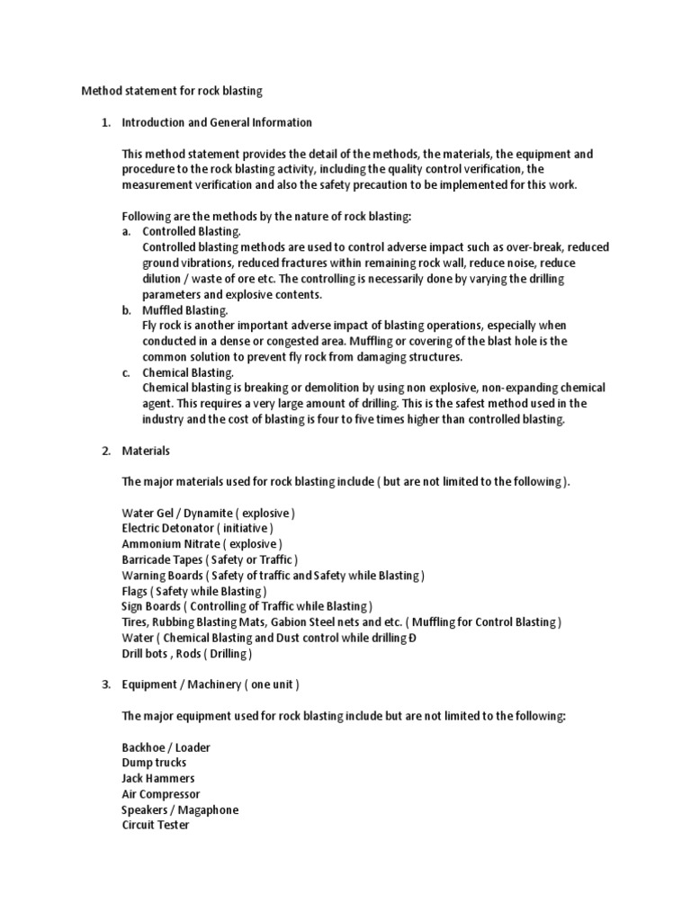 Method statement for rock blasting | Nature
