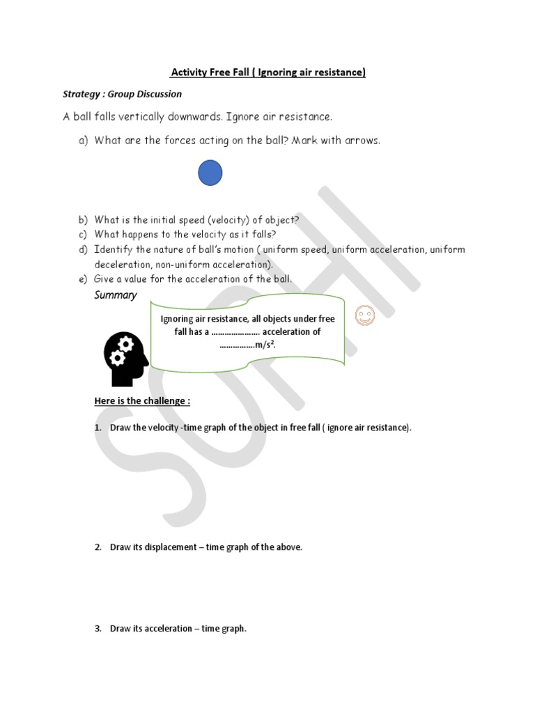 AS Physics Free Fall Worksheet | PDF | Acceleration | Drag (Physics)
