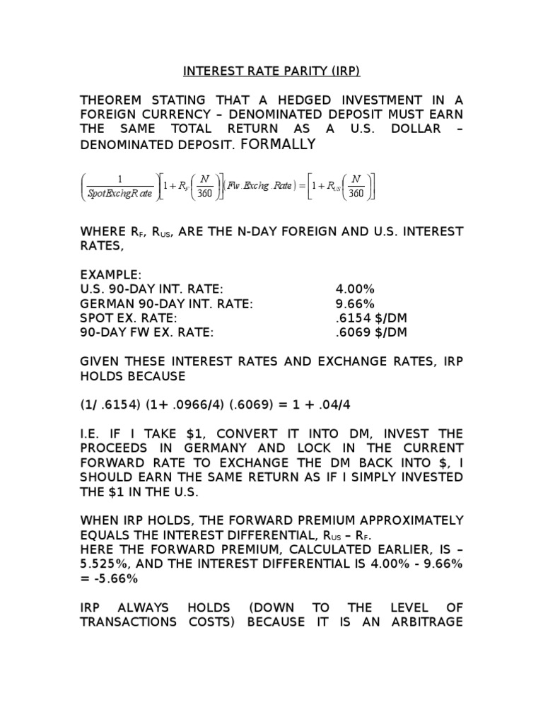 Understanding Interest Rate Parity (IRP) | PDF | Financial Markets ...