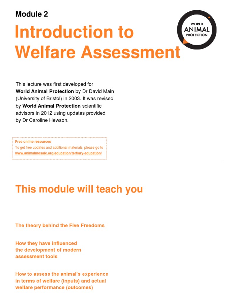Module 2 Welfare Assessment and The Five Freedoms | PDF | Animal ...