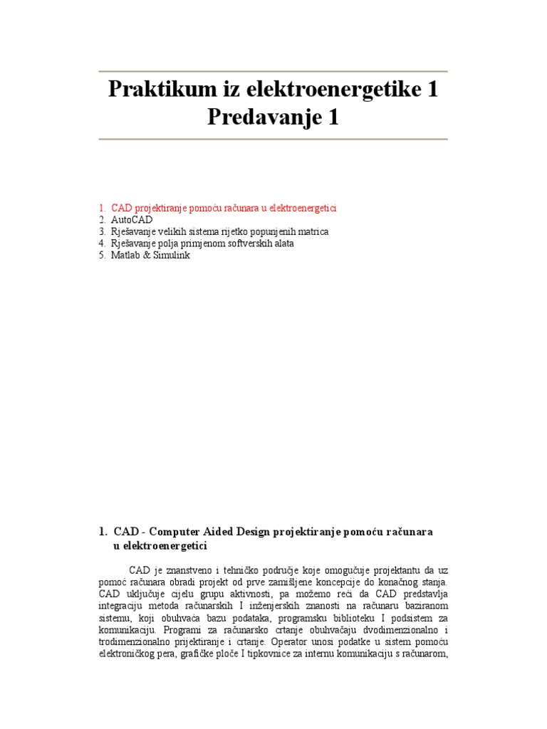 Praktikum Iz Elektroenergetike 1 - Predavanje 1 | PDF