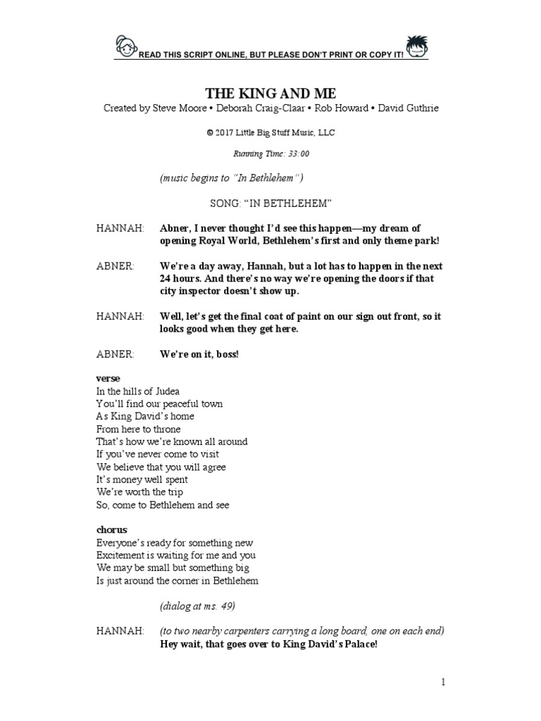 The King and Me Online Script PDF | PDF | Glory (Religion) | Jesus