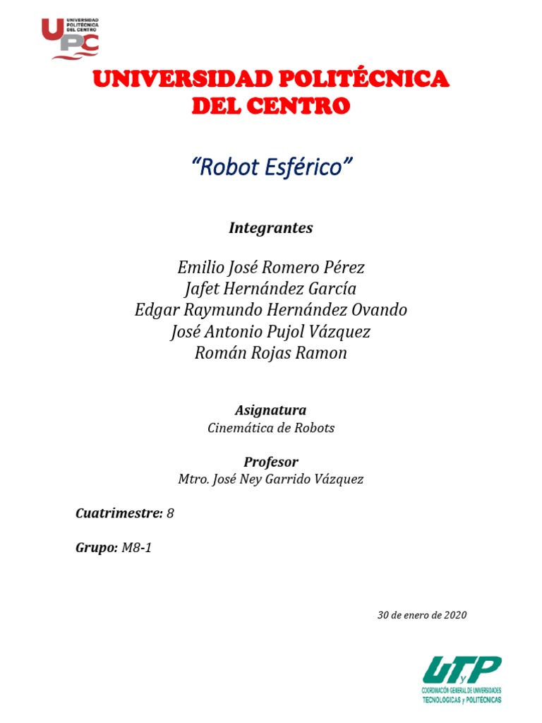 Reporte Modelo Robot Esférico | PDF | Robot | Robótica