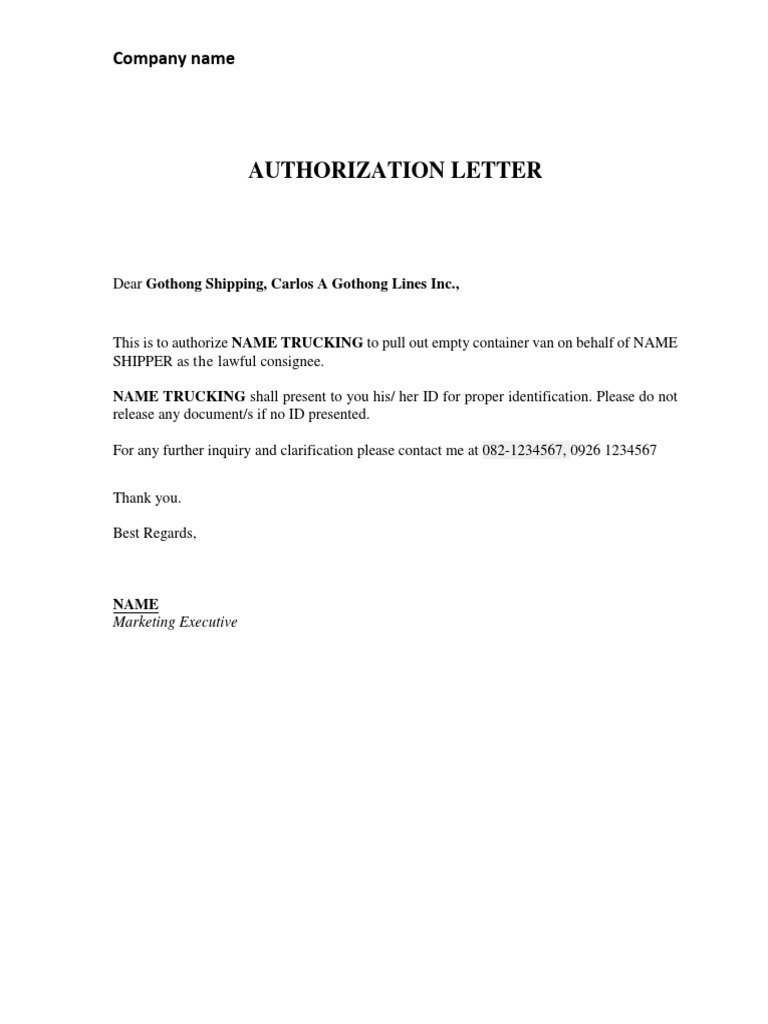 Authorization Letter - Sample | PDF