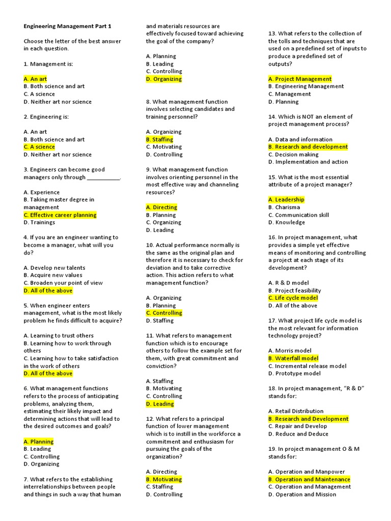 Engineering Management | PDF | Project Management | Risk Management
