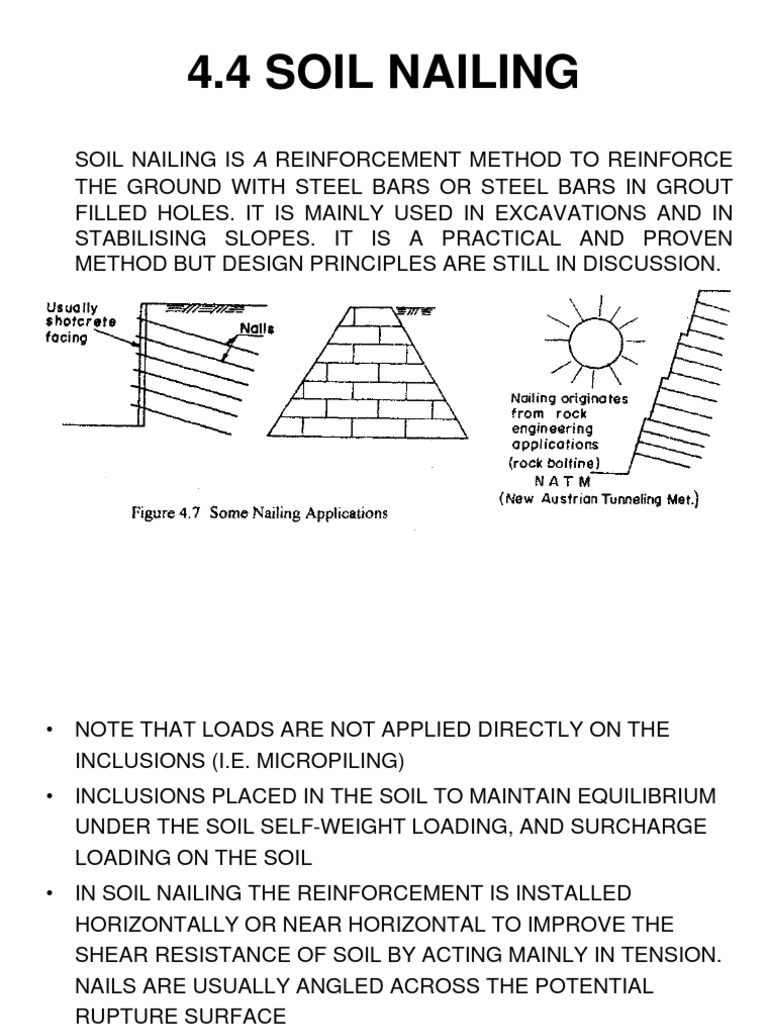 Soil Nailing for Ground Reinforcement | PDF | Soil | Nature