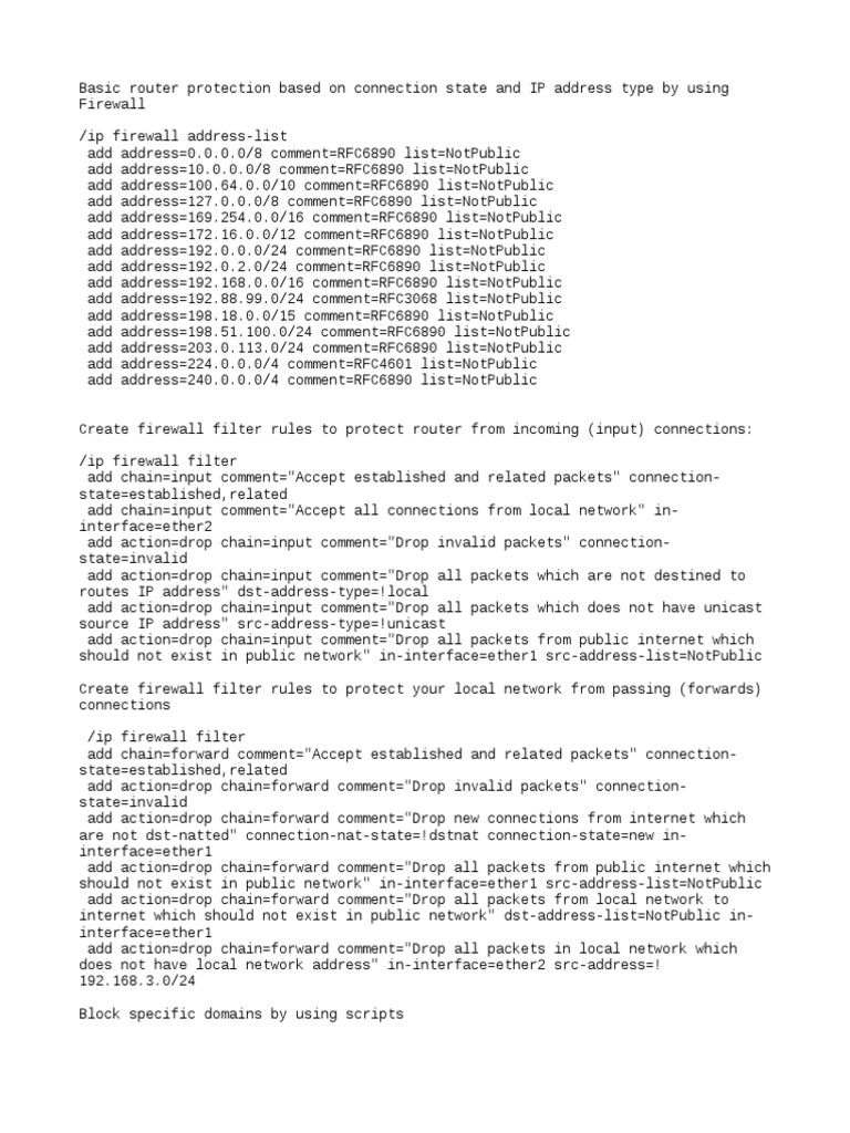 Seting Basic Mikrotik Firewall | PDF | Firewall (Computing) | Router (Computing)