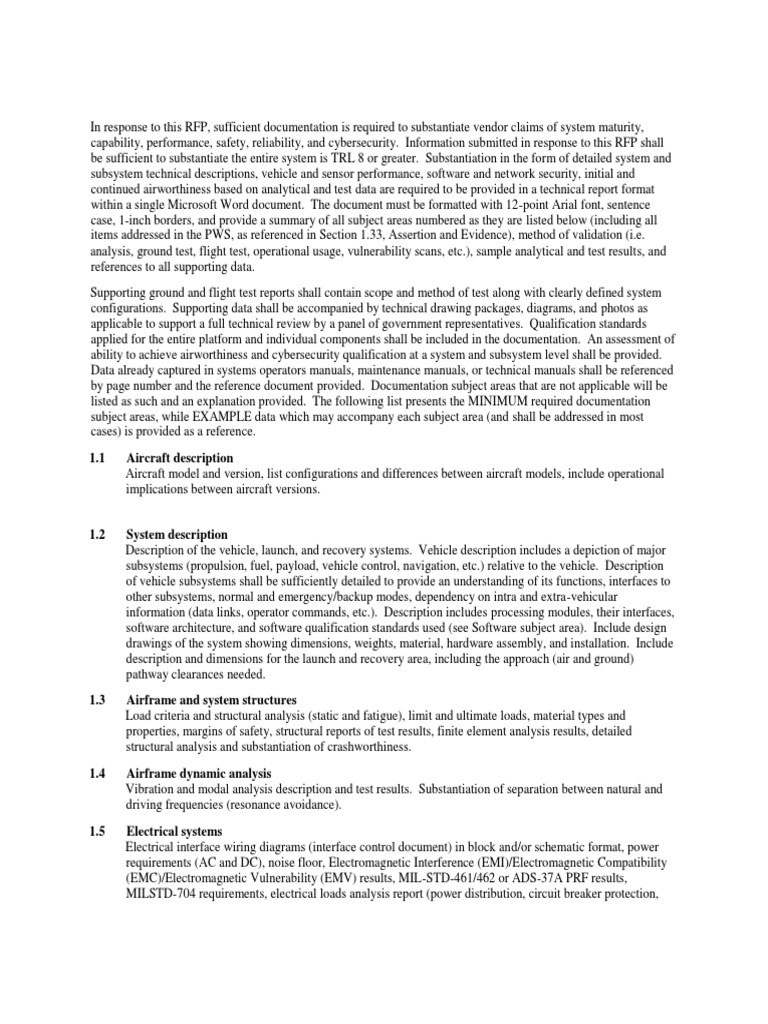 FTUAS Draft RFP Package | Download Free PDF | Fatigue (Material ...