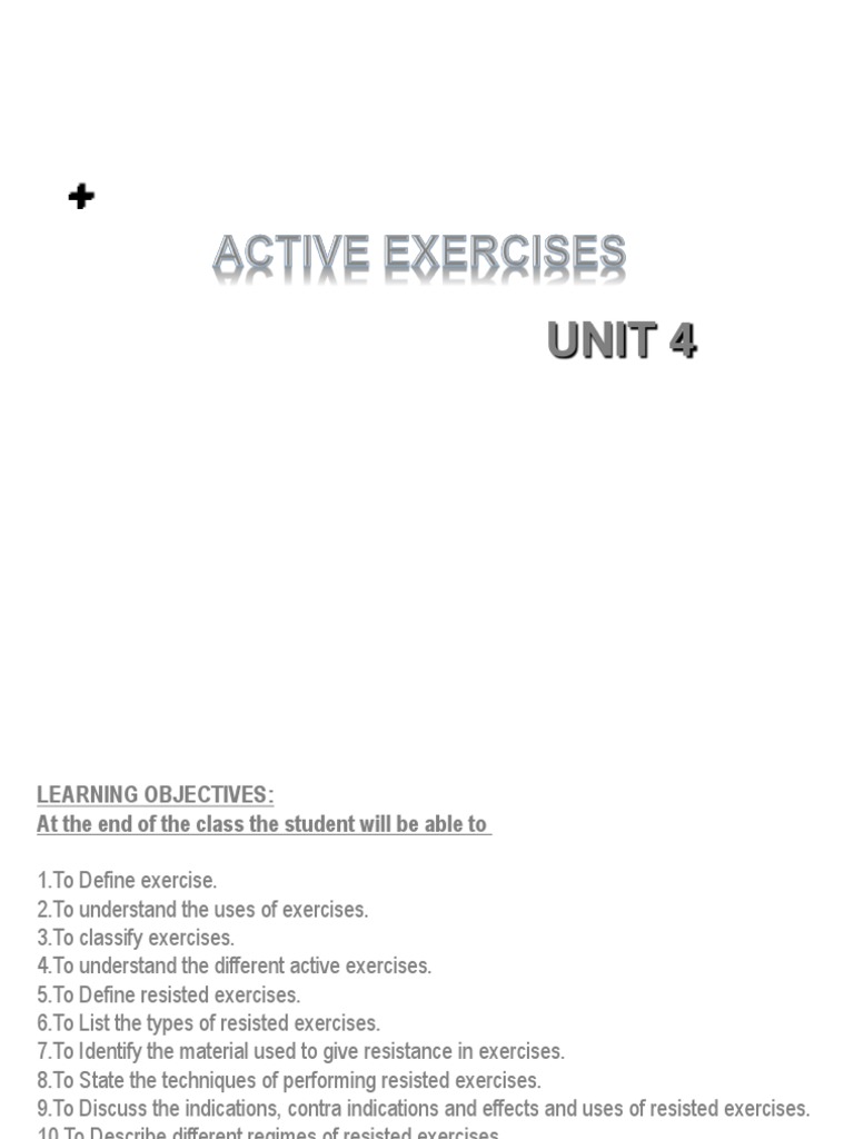 4 Active & Resisted Exercises | PDF | Strength Training | Muscle ...
