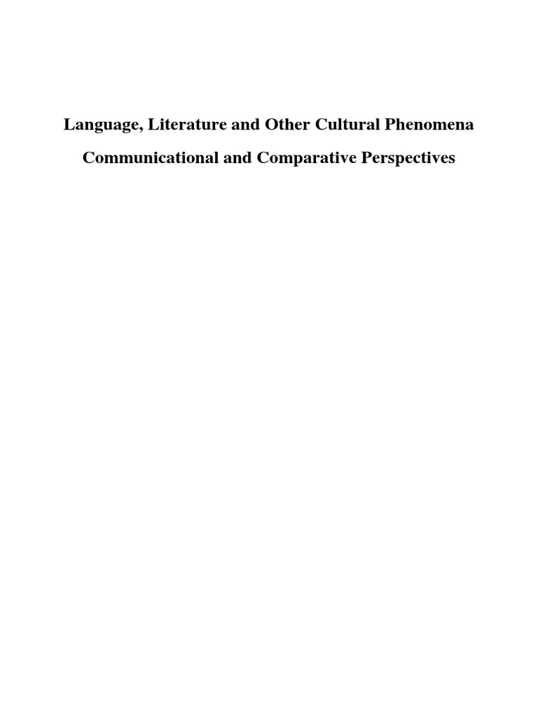Language, Literature and Other Cultural Phenomena 16 07 19 PDF | PDF ...