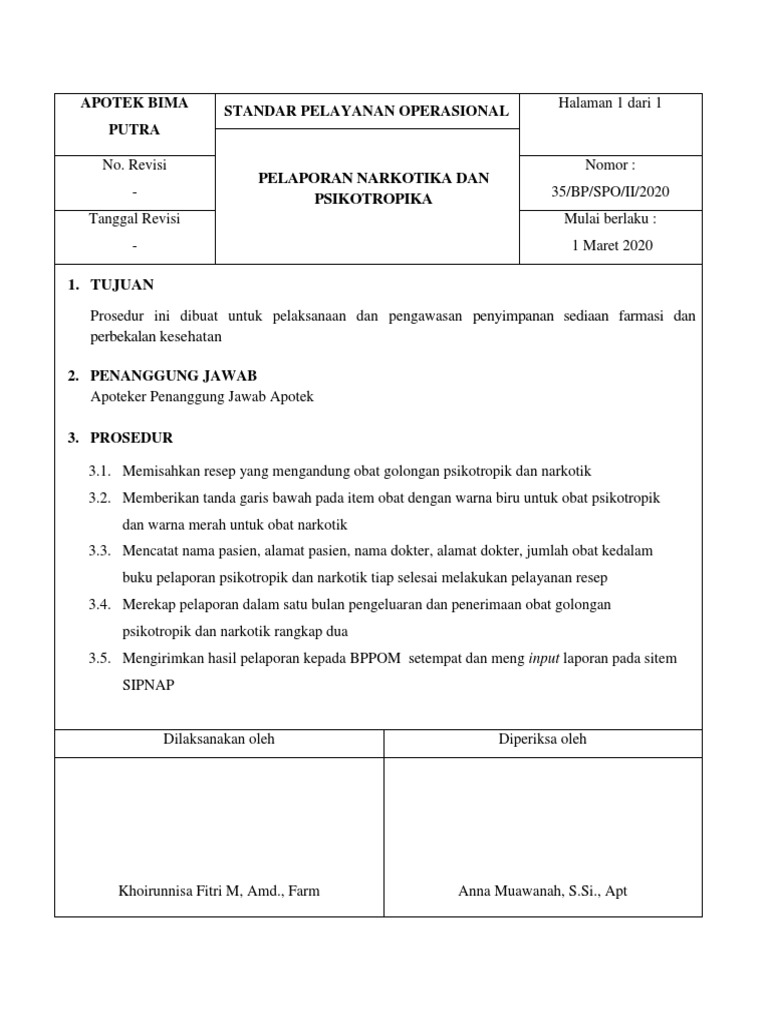 SOP Apotek Bima Putra | PDF