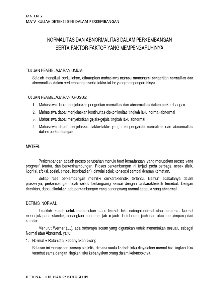 DD-TM2 Normalitas Dan Abnormalitas Dalam Perkembangan | PDF
